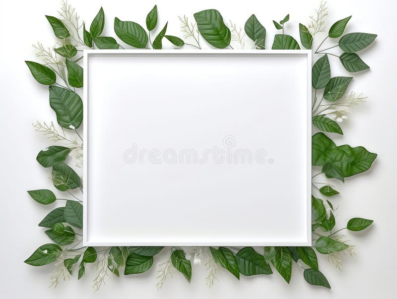 White Rectangular-shaped Frame Surrounded by Jungle-style Leaf ...