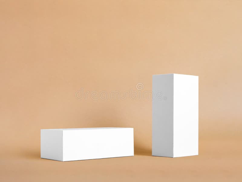 White Rectangular Shapes on Beige Abstract Background. Minimal Boxes ...