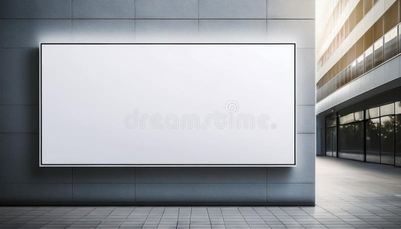 White Rectangular Sign with Blank Space for Your Logo on the Wall of a ...