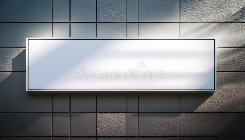 White Rectangular Sign with Blank Space for Your Logo on the Wall of a ...