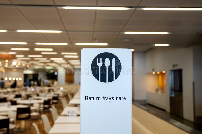 Dining Etiquette: Tray Return Sign in Cafeteria Setting Stock Photo - Image of person, signage ...