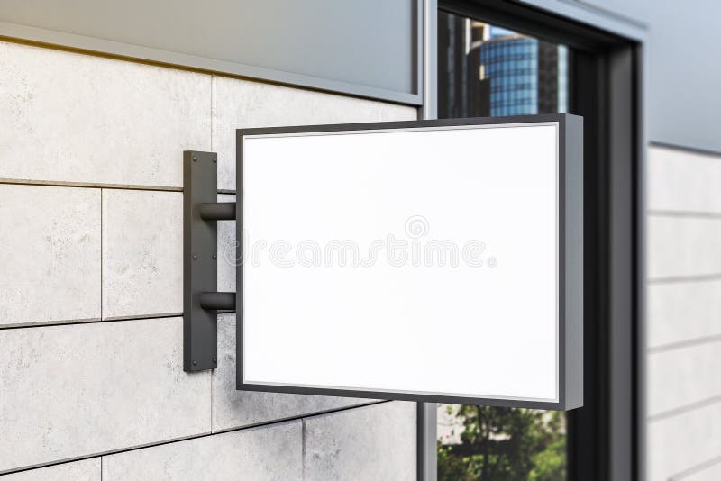 White Rectangular Sign on Wall Stock Photo - Image of portfolio ...