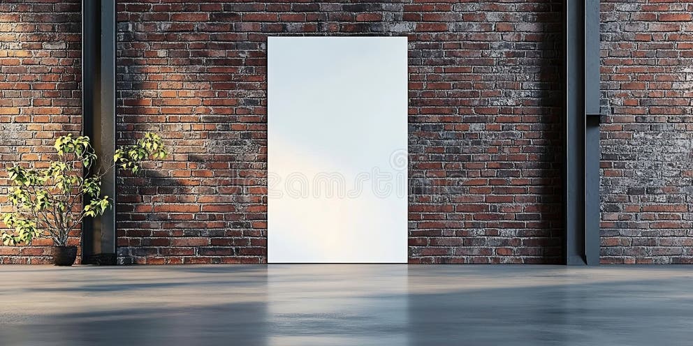 White Rectangular Stand Portrait Oriented Isolated on Loft Style ...