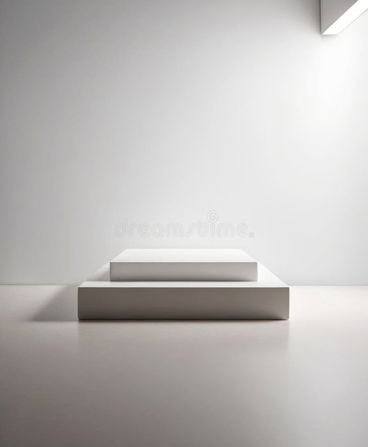 White Rectangular Stand for Product Display - on a White Floor Stock ...