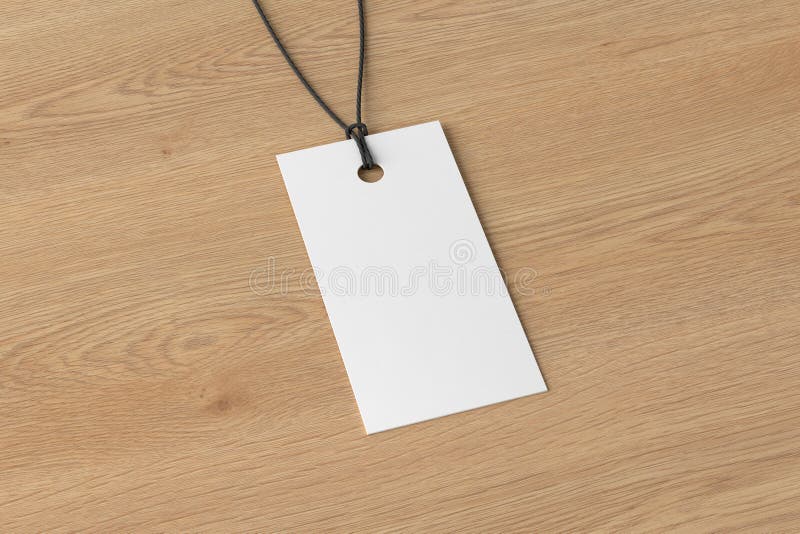 White Rectangular Tag Mockup on Gray Background. Side View Stock ...