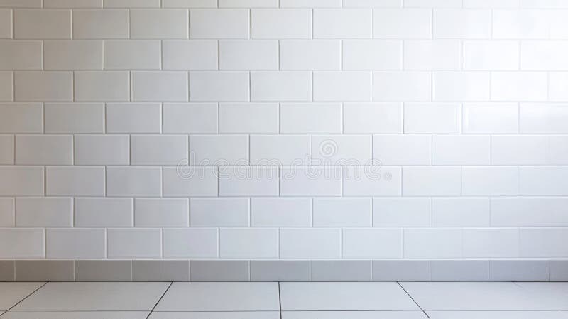 White Rectangular Tiles Covering Both Wall and Floor Create a Clean ...