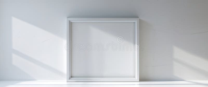White Rectangular Vertical Frame Hanging on a White Wall Mockup Stock ...