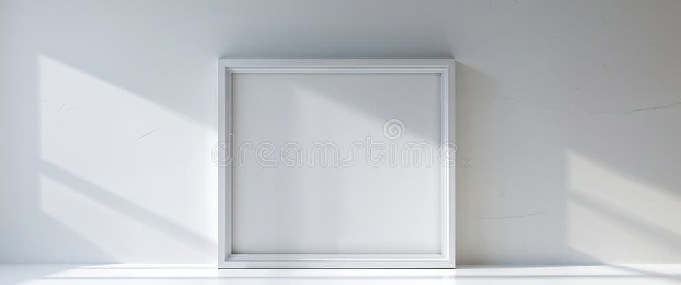 White Rectangular Vertical Frame Hanging on a White Wall Mockup Stock ...