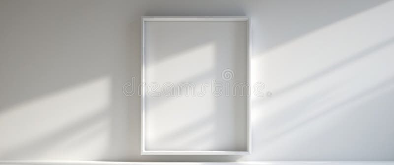 White Rectangular Vertical Frame Hanging on a White Wall Mockup Stock ...