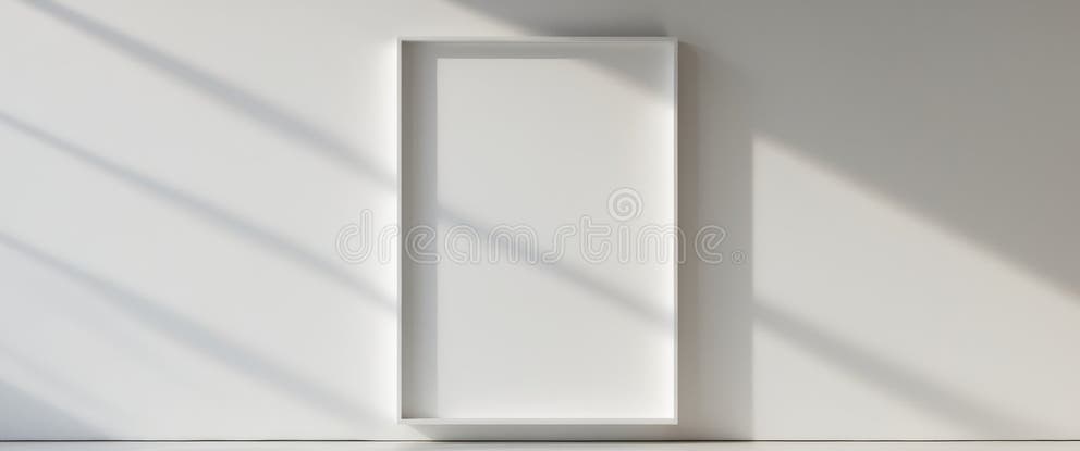White Rectangular Vertical Frame Hanging on a White Wall Mockup. Stock ...