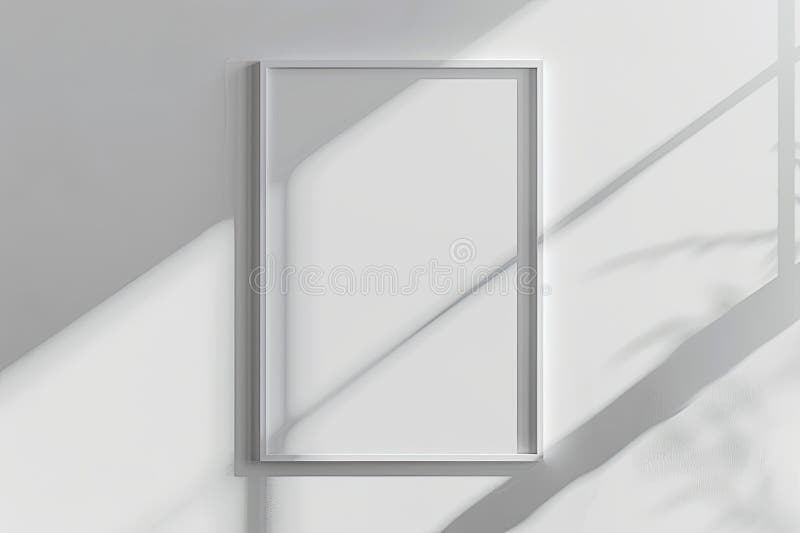 White Rectangular Vertical Frame Hanging on a White Wall Mockup. Clear ...