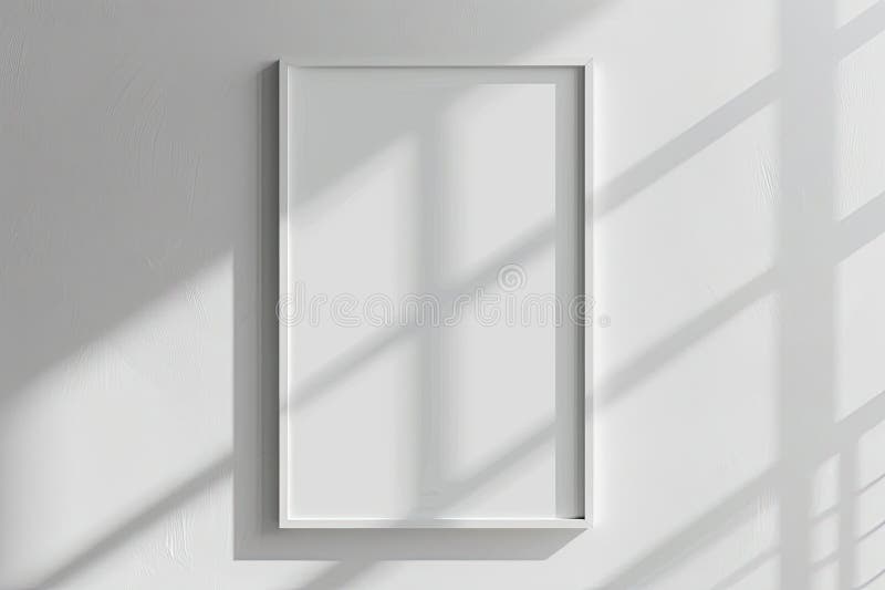 White Rectangular Vertical Frame Hanging on a White Wall Mockup. Clear ...