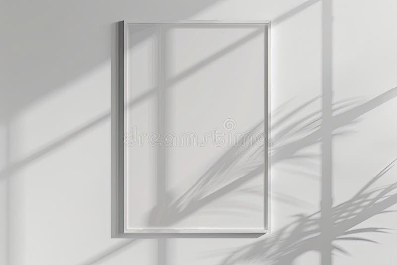 White Rectangular Vertical Frame Hanging on a White Wall Mockup. Clear ...