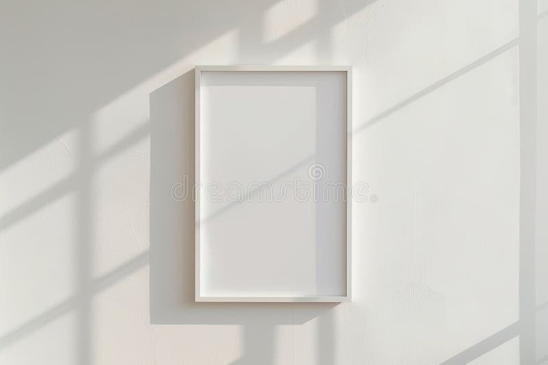 White Rectangular Vertical Frame Hanging on a White Wall Mockup. Clear ...