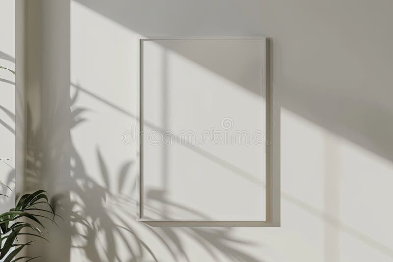White Rectangular Vertical Frame Hanging on a White Wall Mockup. Clear ...