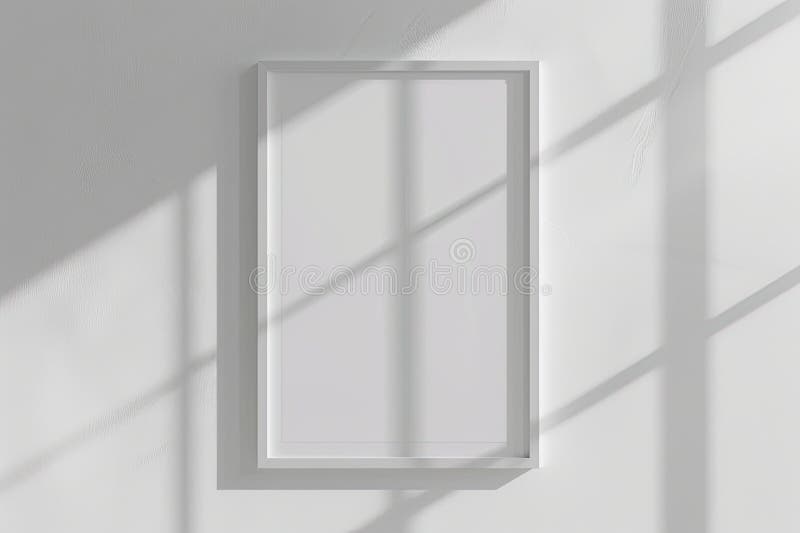 White Rectangular Vertical Frame Hanging on a White Wall Mockup. Clear ...