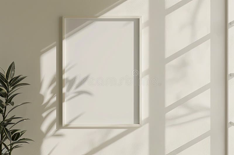 White Rectangular Vertical Frame Hanging on a White Wall Mockup. Clear ...