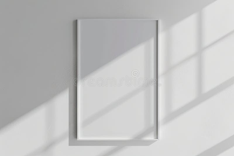 White Rectangular Vertical Frame Hanging on a White Wall Mockup. Clear ...