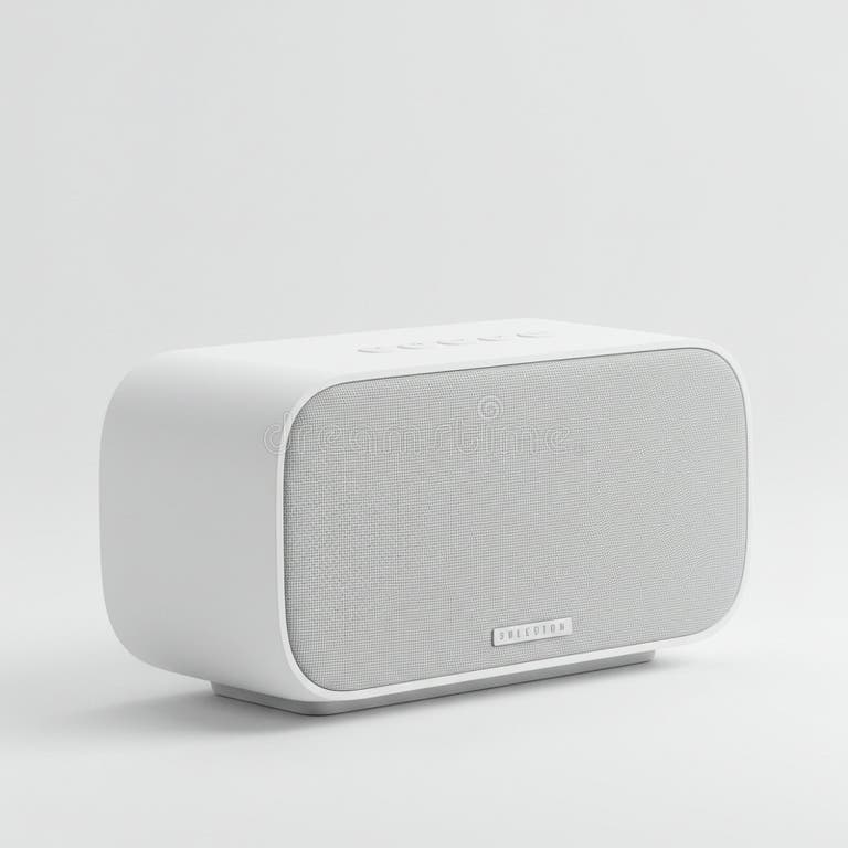 White Rectangular Wireless Speaker with Smooth, Rounded Edges. a Grey ...