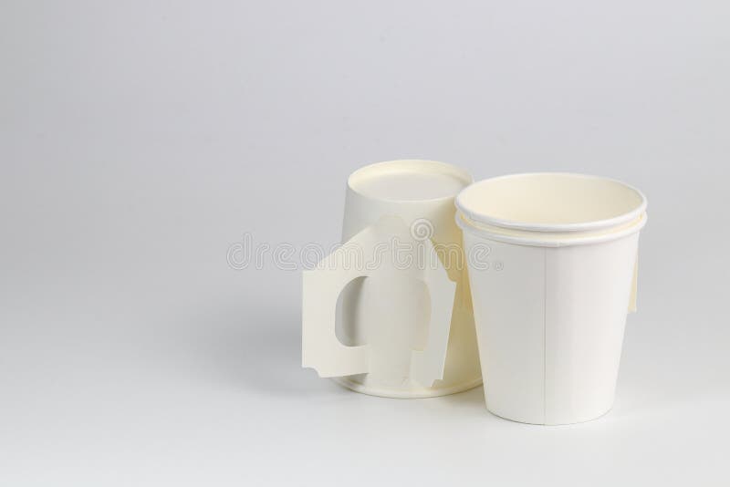 White Recyclable Cardboard Cups with Cup Handle Isolated on White ...