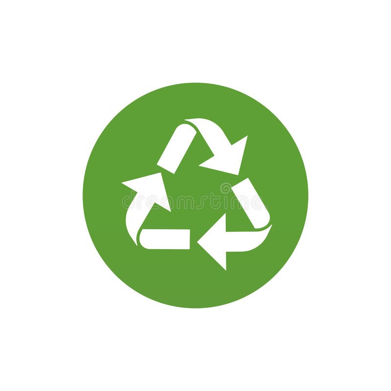 White Recycle Icon on Green Circle Illustration Stock Vector ...