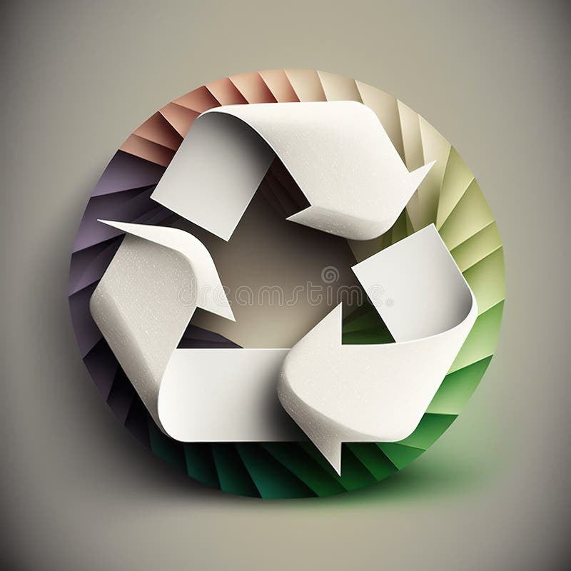 White Recycling Symbol Over Colorful Circle, Created Using Generative ...