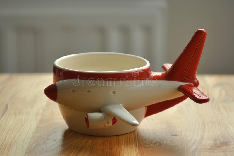 Airplane Shaped Coffee Cup Standing on Wooden Table Stock Photo - Image ...