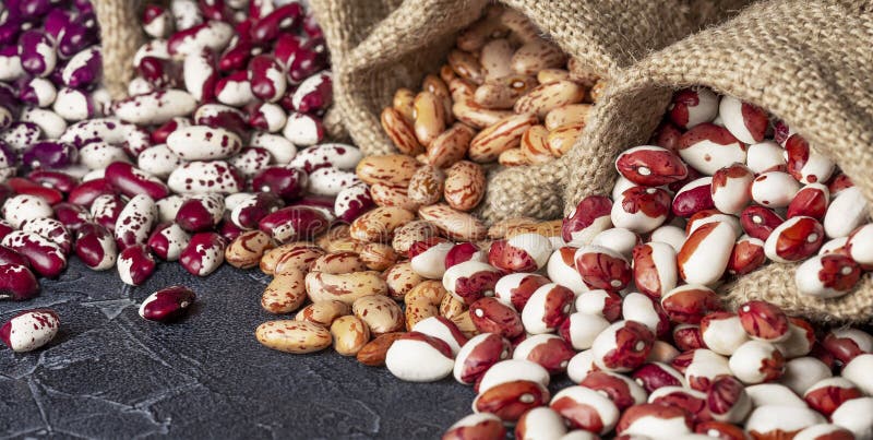 White and Red Beans with Spots in Bags Stock Image - Image of nutrition ...