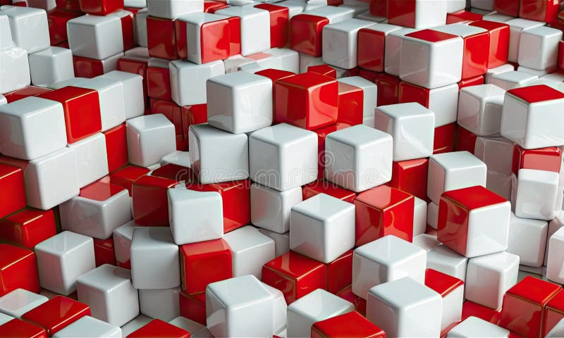 A White and Red Block Wall with a Red and White Block in the Middle ...