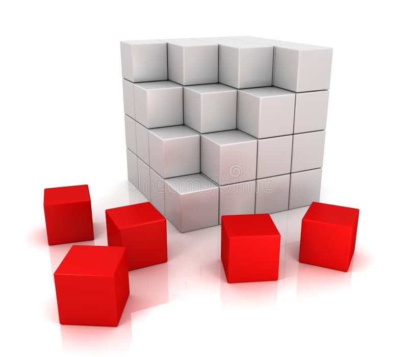 White and red cubes 3d stock illustration. Illustration of geometric ...