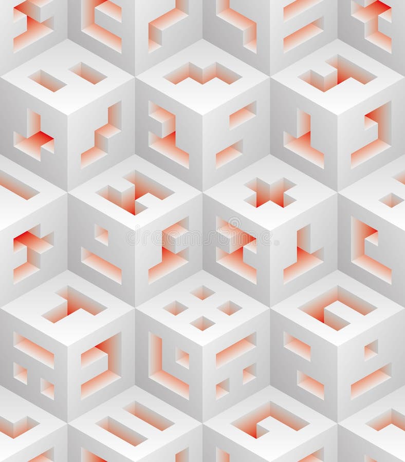 White Red Cubes Isometric Seamless Pattern. Stock Vector - Illustration ...