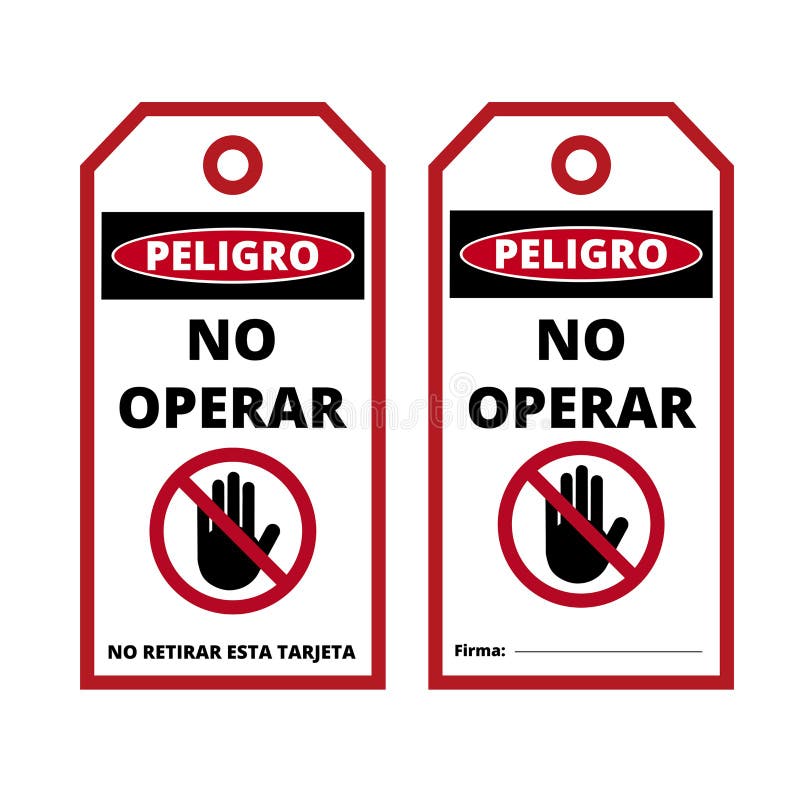 White and Red Danger No Operar Labels on a White Background (trad. Do ...