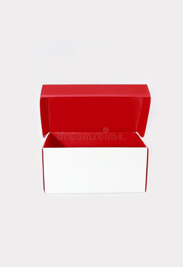 White and Red Decorative Cardboard Box on White Background Stock Image ...