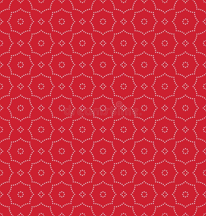 White on Red Dotted Line Hexagonal Molecular Pattern Seamless Repeat ...