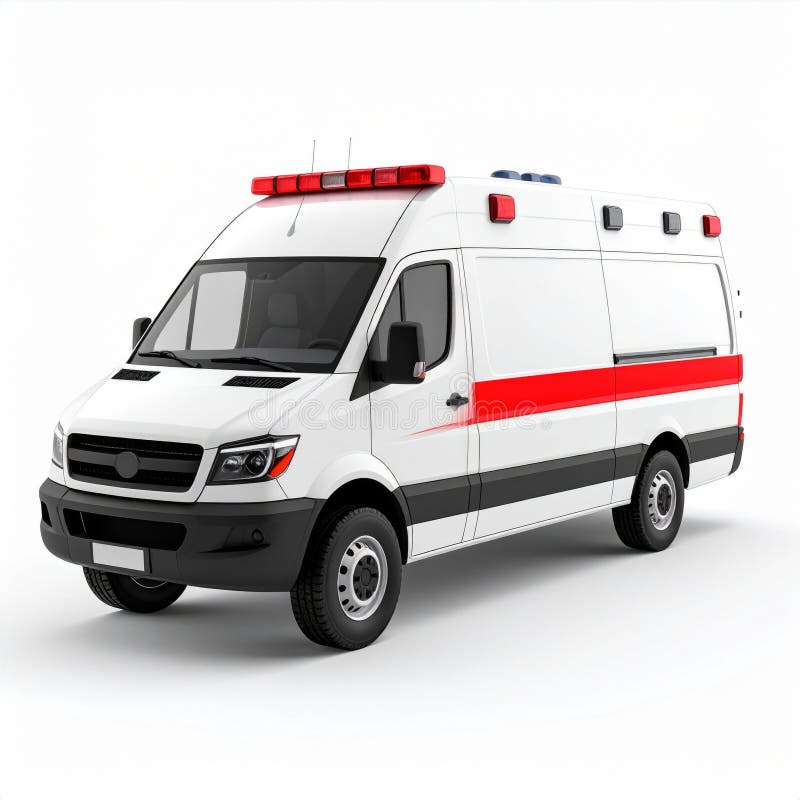 White and Red Emergency Ambulance Vehicle Stock Illustration ...