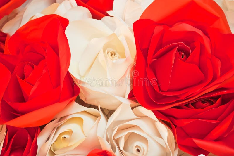 White and Red Fabric Roses stock photo. Image of happy - 49246222