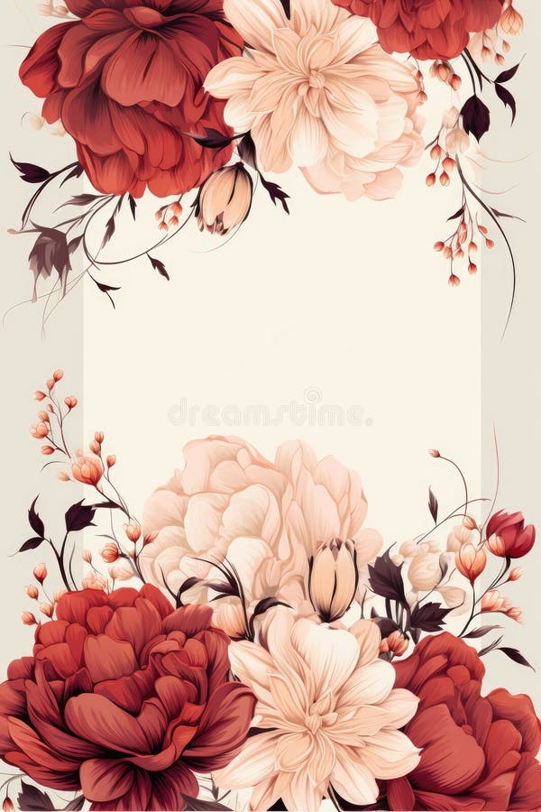 A White and Red Flower Border with a White Background Stock ...