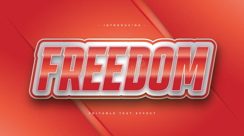 White and Red Freedom Text Style with 3D Effect Stock Vector ...