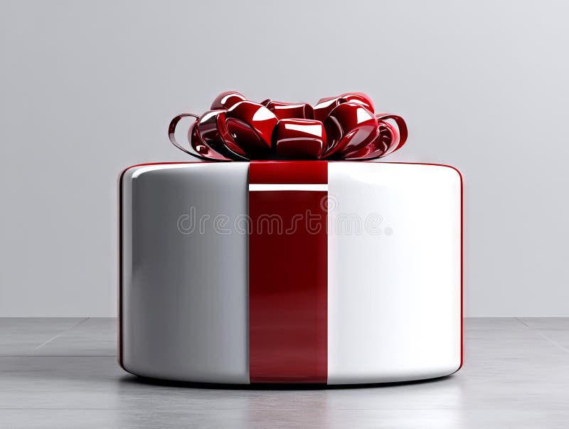 A White and Red Gift Box with a Red Bow on Top Stock Illustration ...