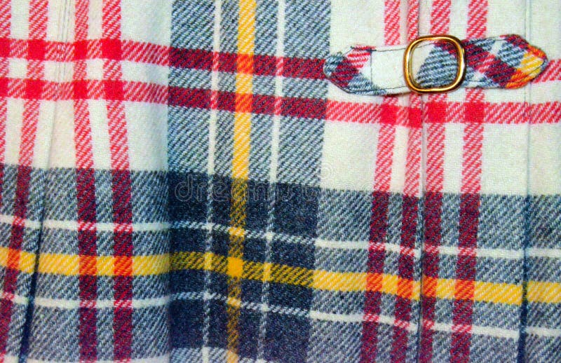 Modern Design White-Red-Gold-Black Wool Tartan Kilt Stock Image - Image ...
