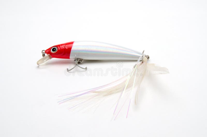 White Red Head Fishing Lure Stock Image - Image of white, lures: 37397455