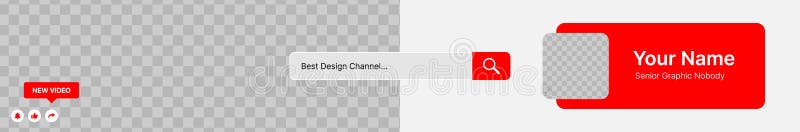 White and Red Header for Account on Video Platform. Template for Social ...