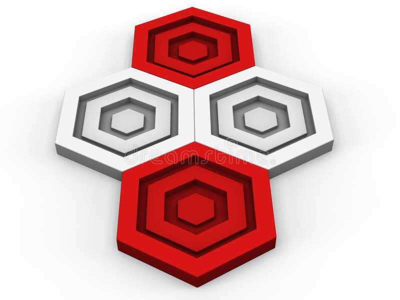 White and Red Hexagon Shapes Put Together Stock Illustration ...