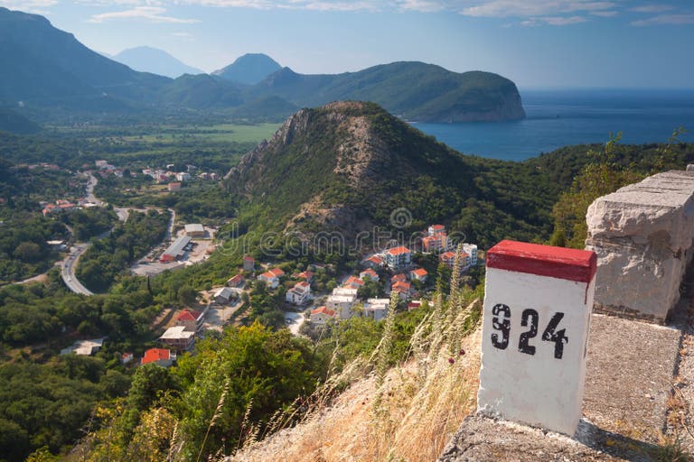 White and Red Kilometer Stone Post Stock Image - Image of concrete ...