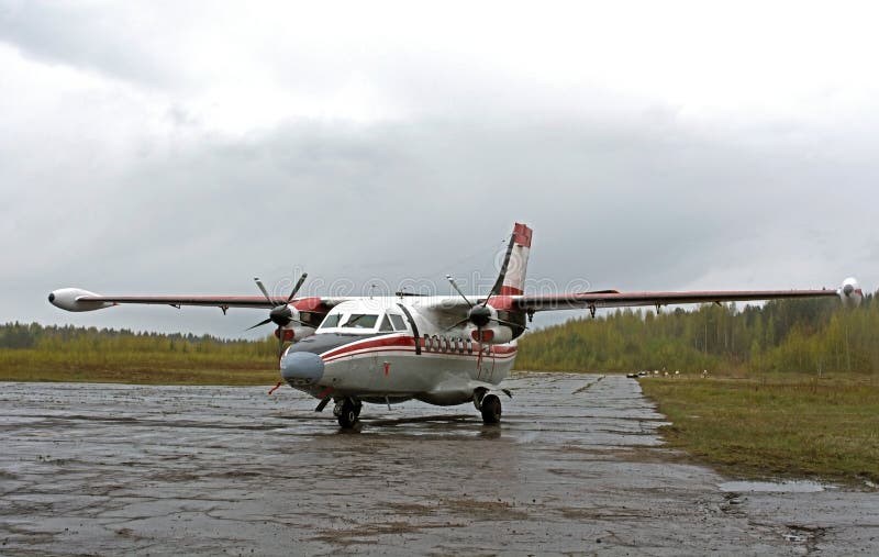 L410 is on the runway stock image. Image of transportation - 180418805