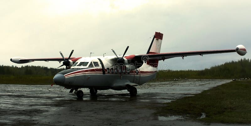 L410 is on the runway stock image. Image of transportation - 180418805