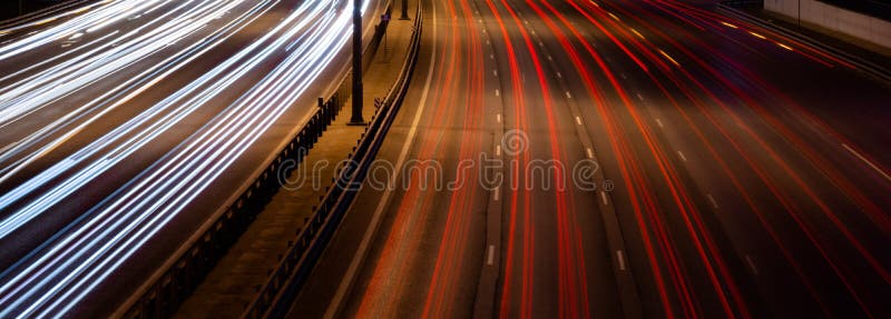 White and Red Lights of a Car in Motion at Long Exposure on a Night ...