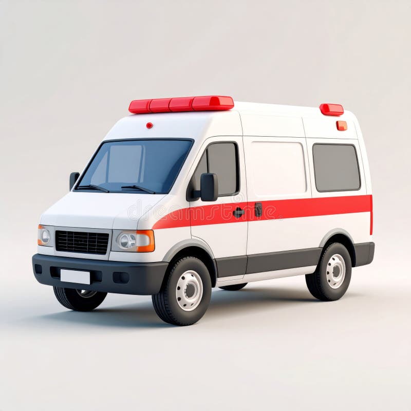 White and Red Low Poly Ambulance Illustration Stock Illustration ...
