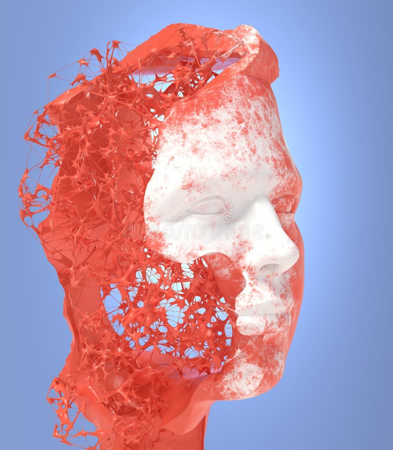 White and Red Male Head Formed by Neuronal Structure. Stock ...