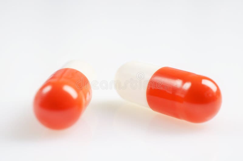 White and Red Medicine Antibiotic Pills Stock Image - Image of care ...